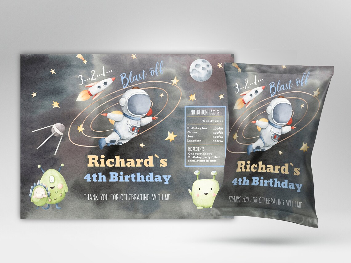 Space Chip Bag Template Trip Around the Sun Chips Wrapper - Etsy