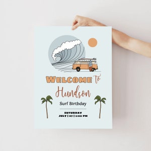 Surf Birthday Welcome Sign the Big One Surf's up Birthday Welcome ...