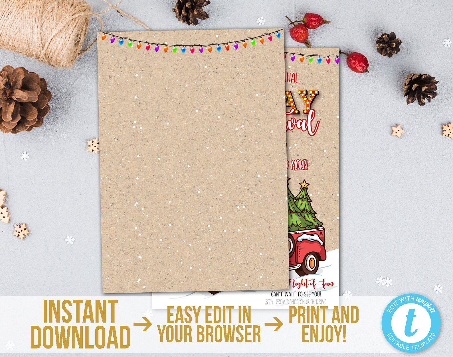 Holiday Flyer Template Red Truck Christmas Festival Event - Etsy