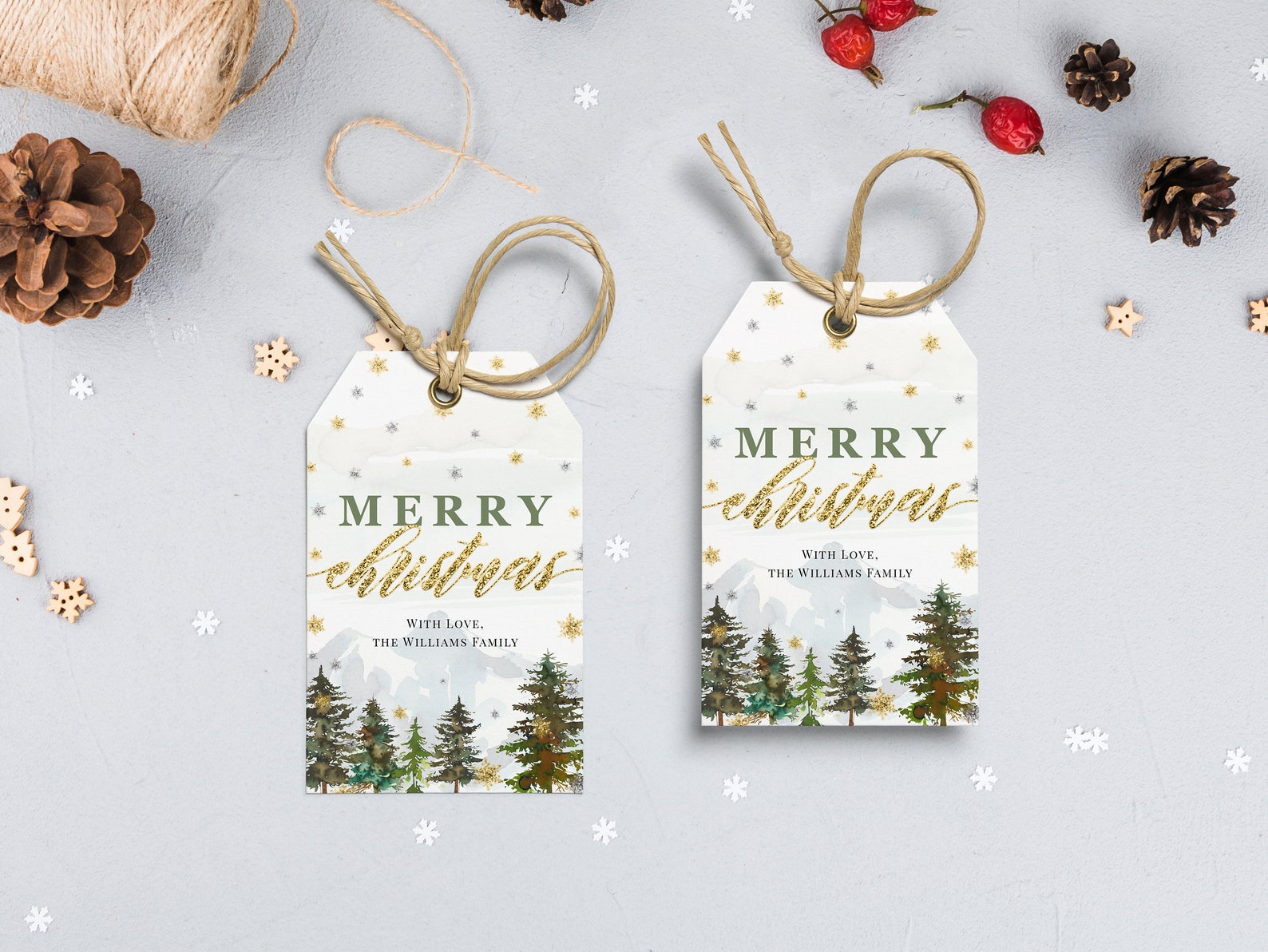 Christmas Tags Template Rustic Christmas Gift Tags Instant | Etsy