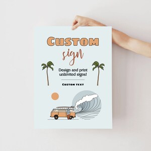 Surf Birthday Custom Sign Printable Surfer Birthday Sign Template ...