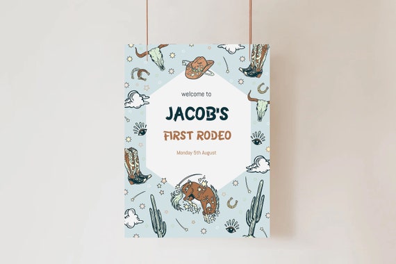 Cowboy Birthday Welcome Sign Western Cowboy Birthday Welcome Sign ...