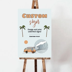 Surf Birthday Custom Sign Printable Surfer Birthday Sign Template ...