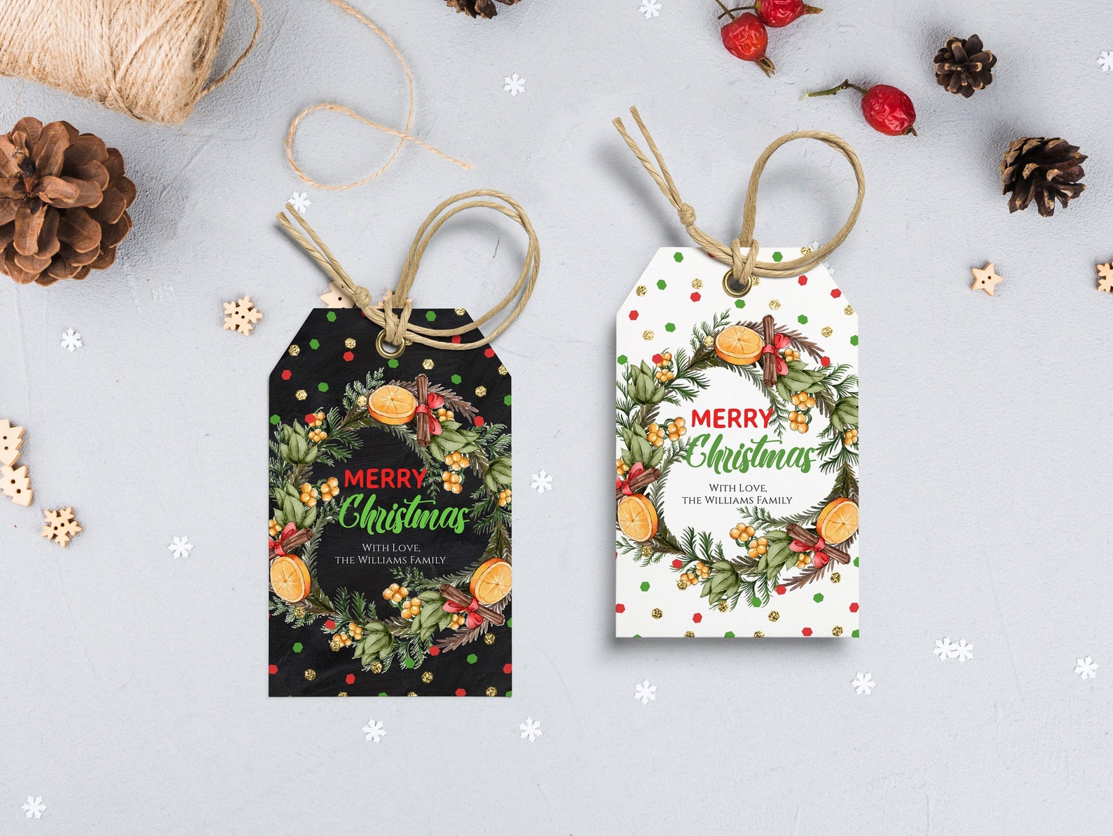 Christmas Tags Template Personalized Merry Christmas Gift | Etsy