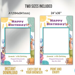 Safari Photo Booth Frame Jungle Birthday Photo Props Frame Printable ...
