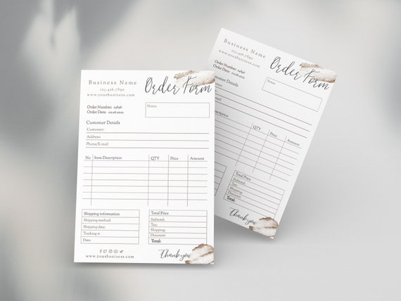 Gold Invoice Template Printable Order Form Template - Etsy