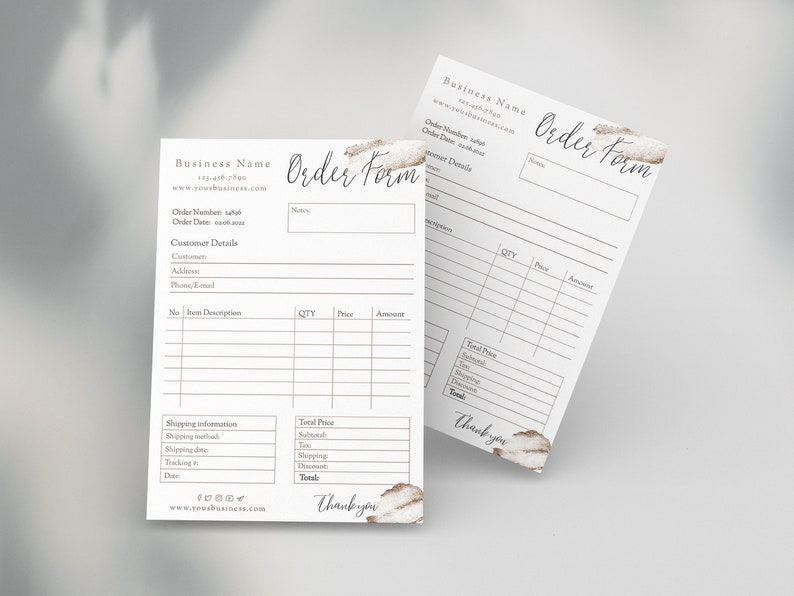 Gold Invoice Template Printable Order Form Template Customize Invoice ...