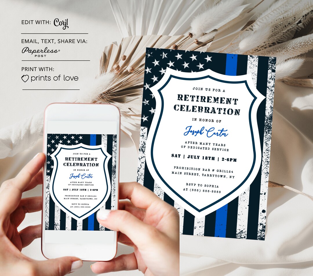 Police Retirement Invitation Digital Template, Military Retirement ...