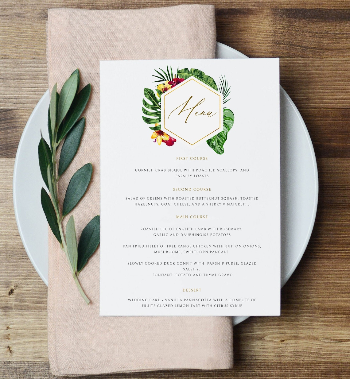 Tropical Menu Template Printable Hawaiian Menu Card | Etsy