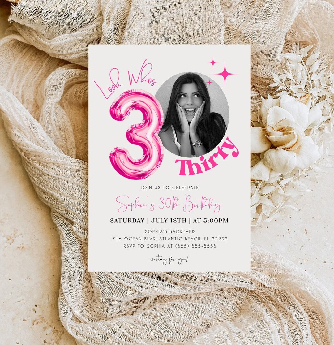 Pink 30th Birthday Invitation for Her Minimalist 30th Birthday Editable ...