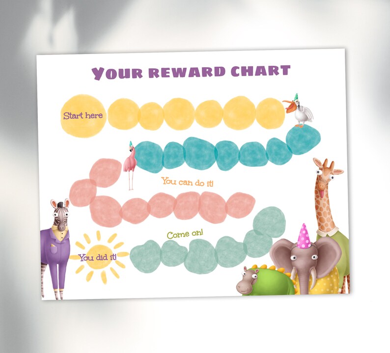 Safari Reward Chart Template Animals Behavior Chart for Kids | Etsy
