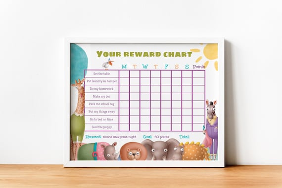 Animals Reward Chart Template Safari Chore Chart Printable | Etsy