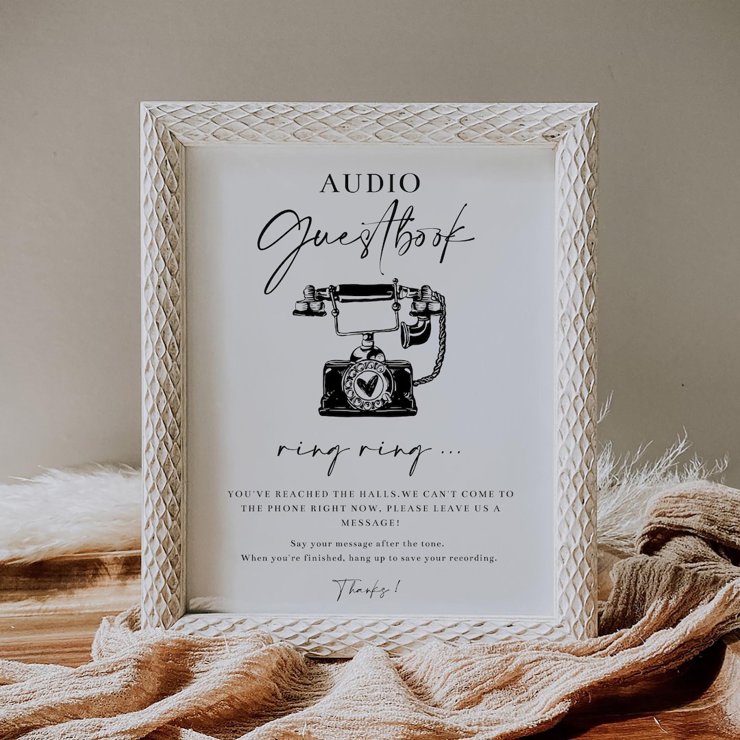 Telephone Guest Book Sign Template, Editable Wedding Audio Guestbook ...
