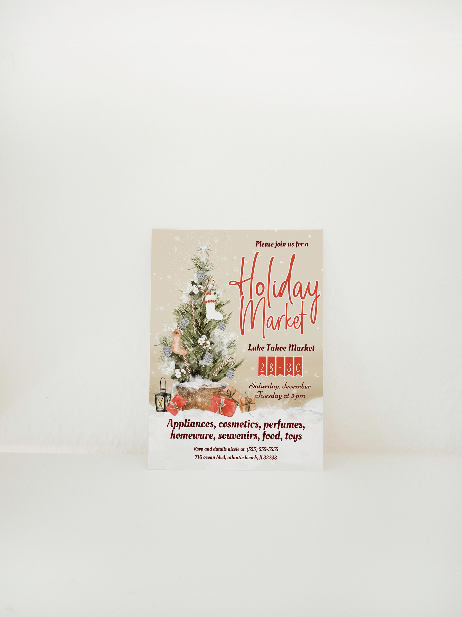 Holiday Market Flyer Winter Fair Craft Show Charity Festival Flyer ...