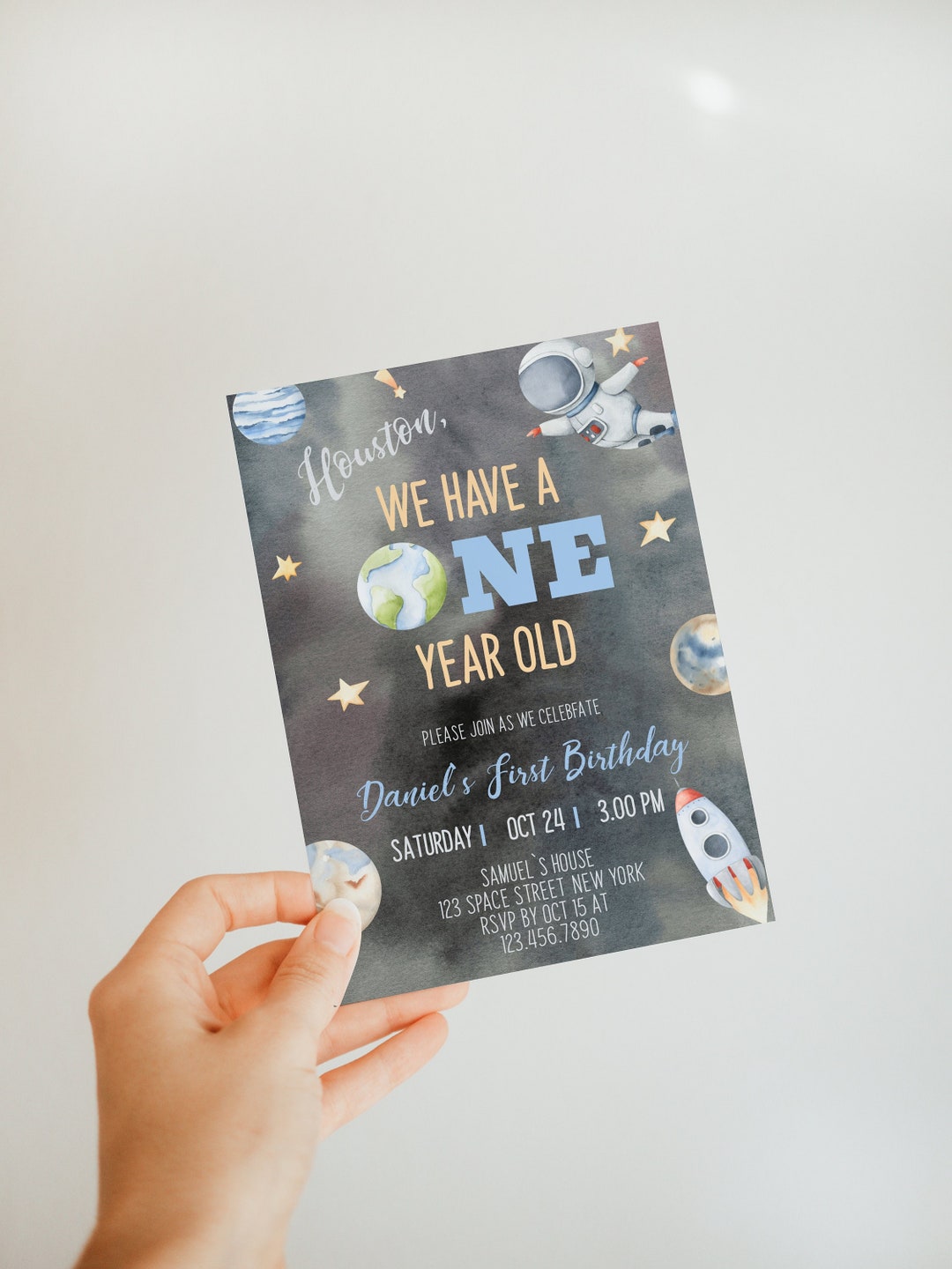 Editable Space First Birthday Invitation First Trip Around the Sun ...