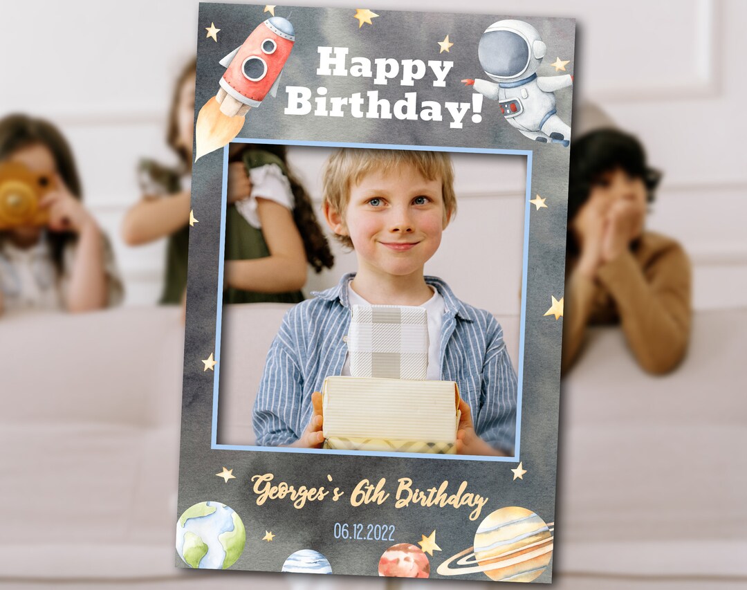 Space Photo Booth Frame Two the Moon Birthday Photo Booth Editable Trip ...