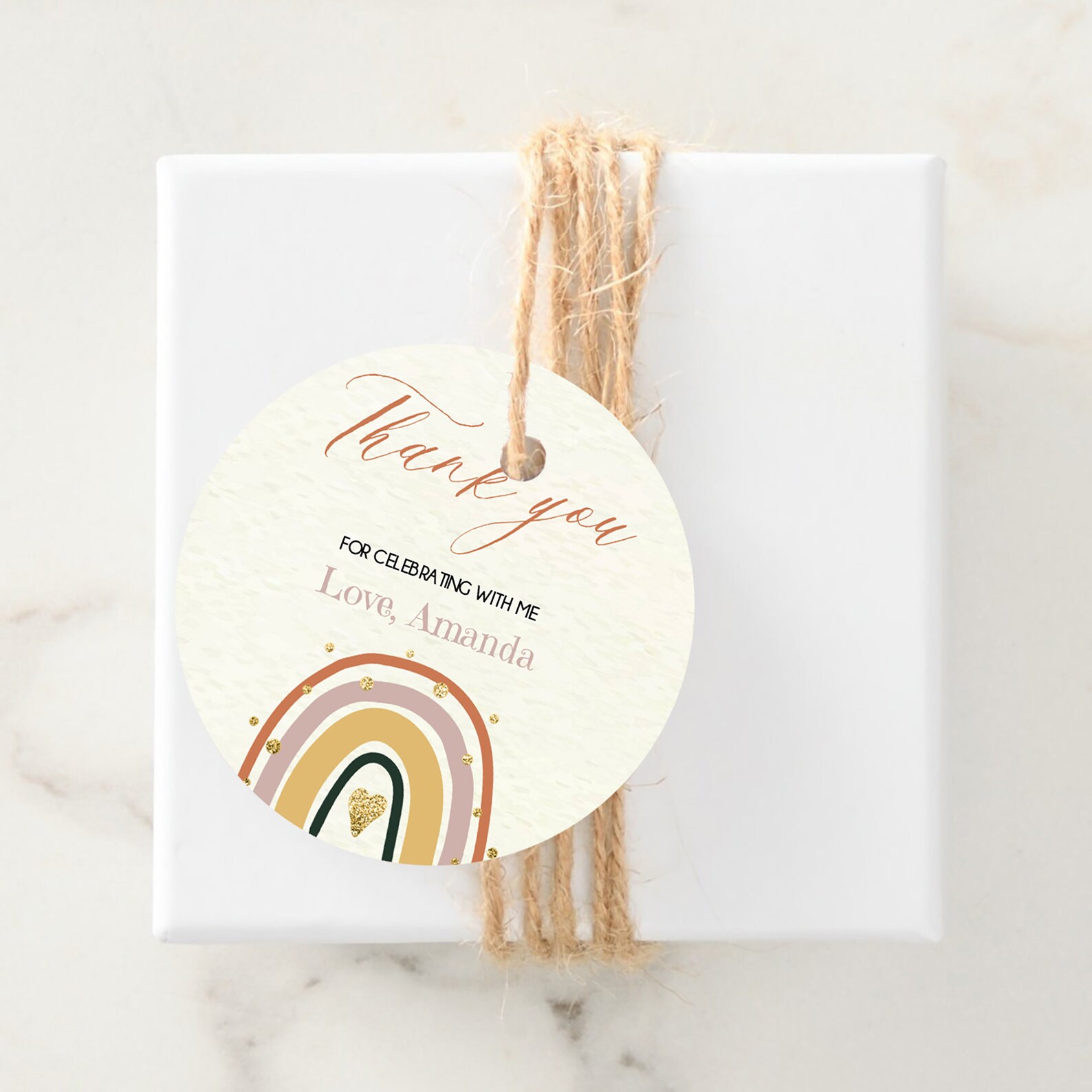 Boho Rainbow Thank You Tag Round Pastel Rainbow Favor Tags - Etsy