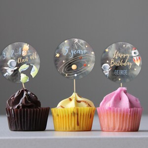 Outer Space Cupcake Toppers Download First Trip Around the Sun Birthday ...