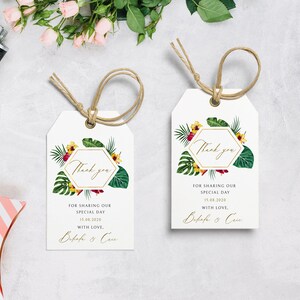 Tropical Thank You Tag Template Destination Wedding Favor Tag Hawaiian ...