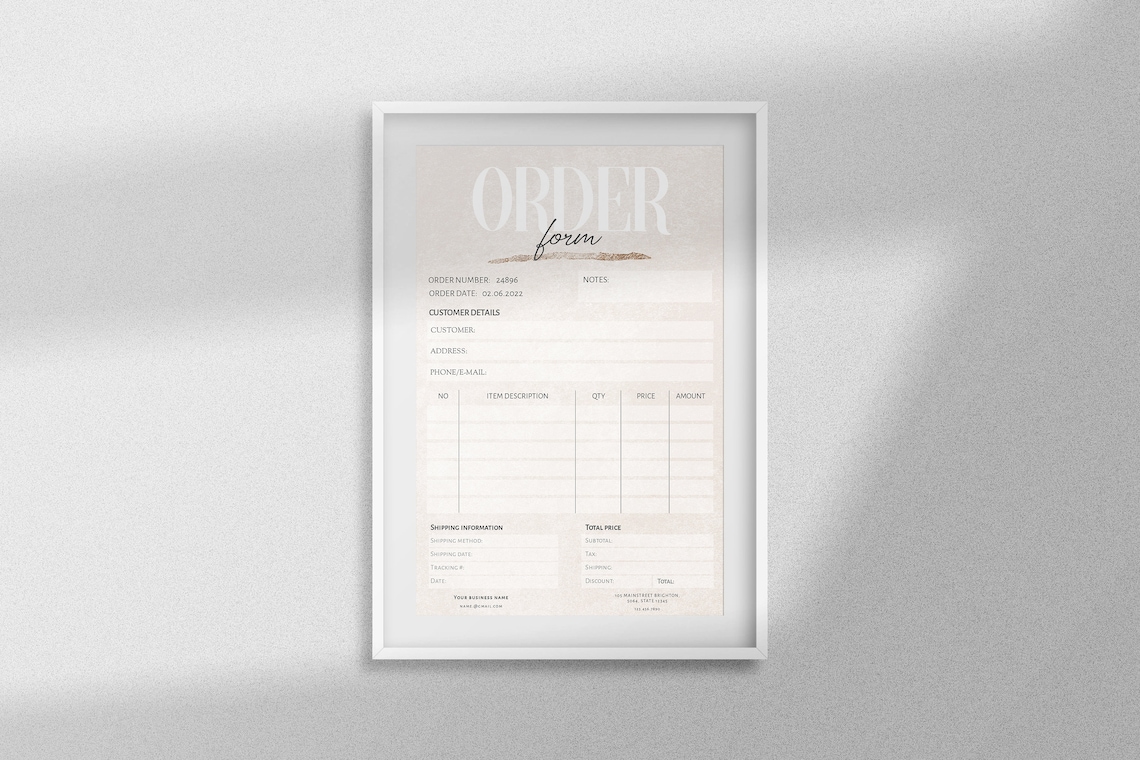 Printable Order Form Template Editable Invoice Form | Etsy