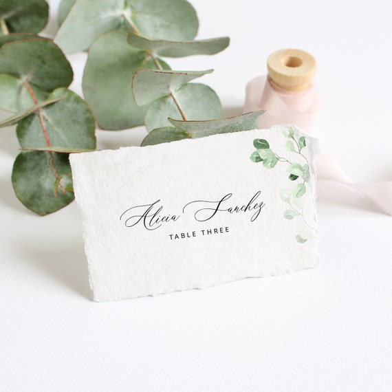 Greenery Place Cards Template Printable Greenery Wedding Name Card ...