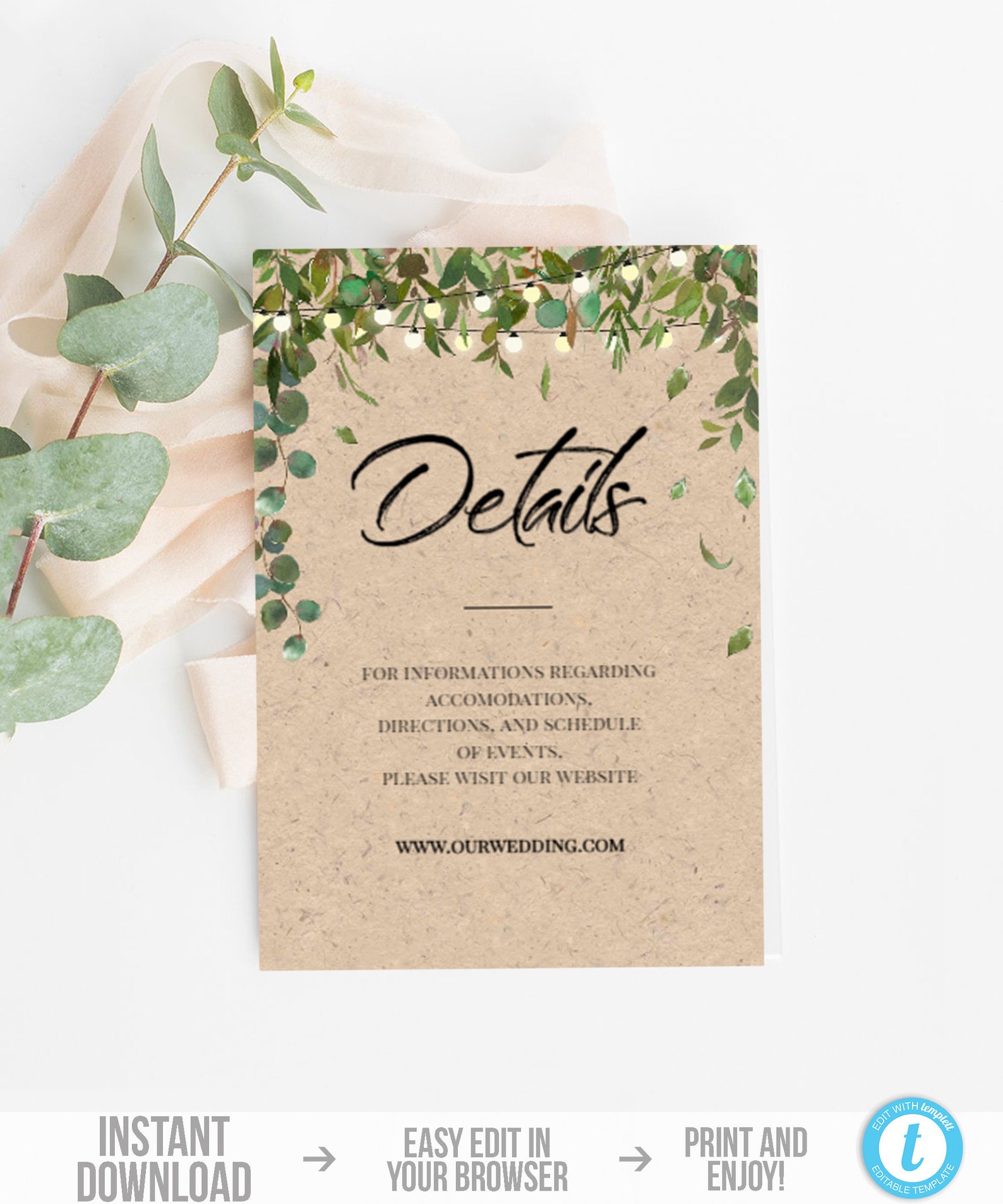 Rustic Greenery Wedding Invitation Set Greenery Wedding - Etsy