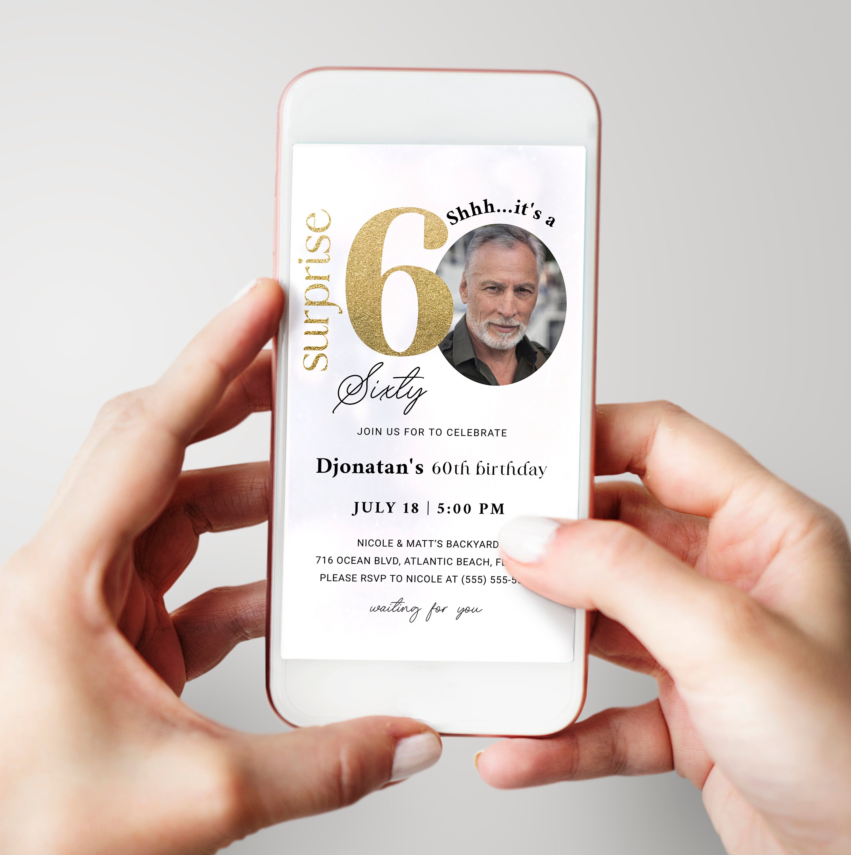 Surprise 60th Birthday Electronic Invitation With Photo 60 Evite ...