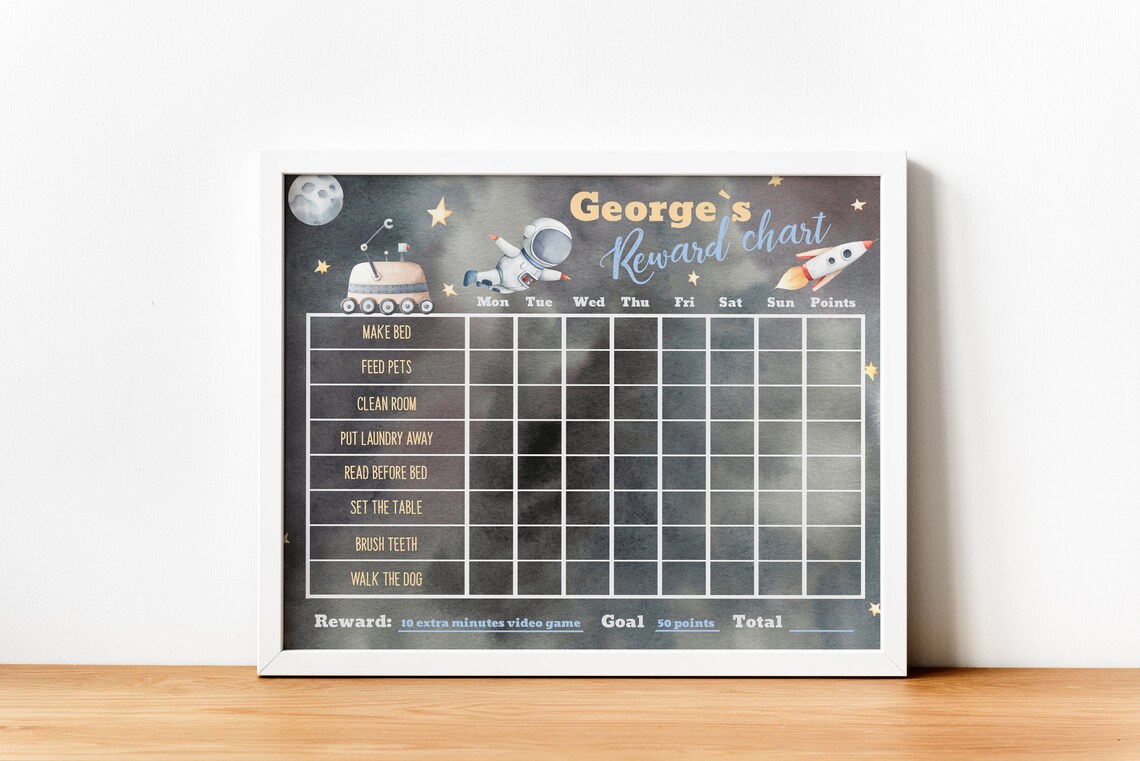 Space Kids Chore Chart Printable Rocket Ship Reward Chart - Etsy