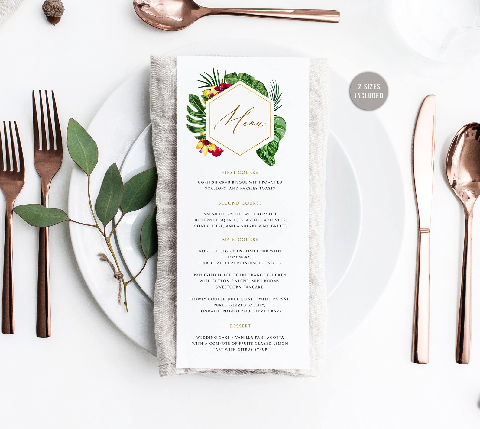 Tropical Menu Template Printable Hawaiian Menu Card | Etsy