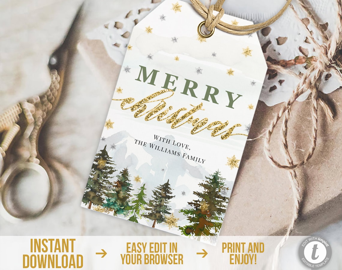Christmas Tags Template Rustic Christmas Gift Tags Instant - Etsy