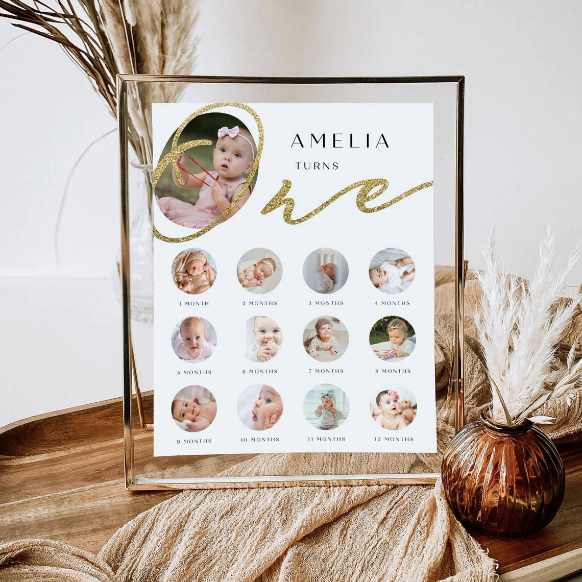 First Year Photo Collage Printable 12 Month Photo Collage - Etsy