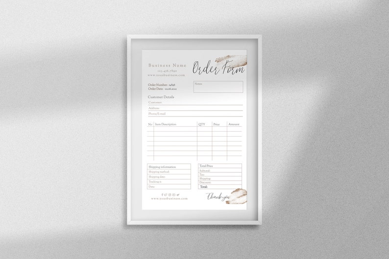 Gold Invoice Template Printable Order Form Template - Etsy