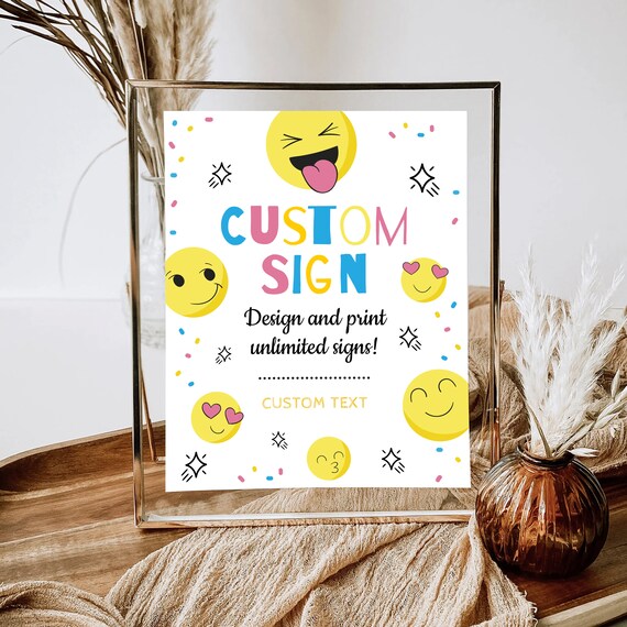 Smiley Face Birthday Custom Sign Smileys Emoji First Birthday Party ...