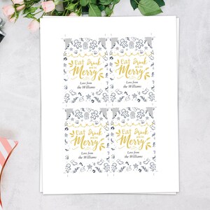 Christmas Gift Tags Template, Eat Drink and Be Merry Tags Instant ...