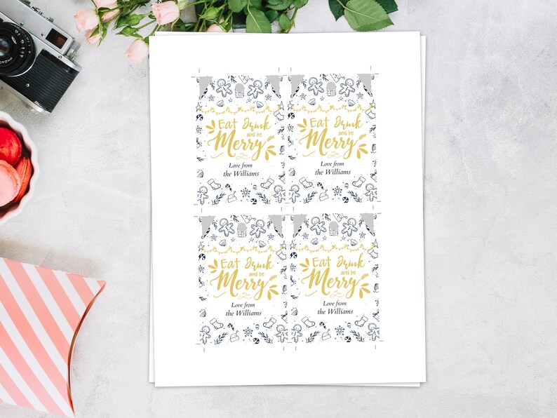Christmas Gift Tags Template Eat Drink and Be Merry Tags | Etsy