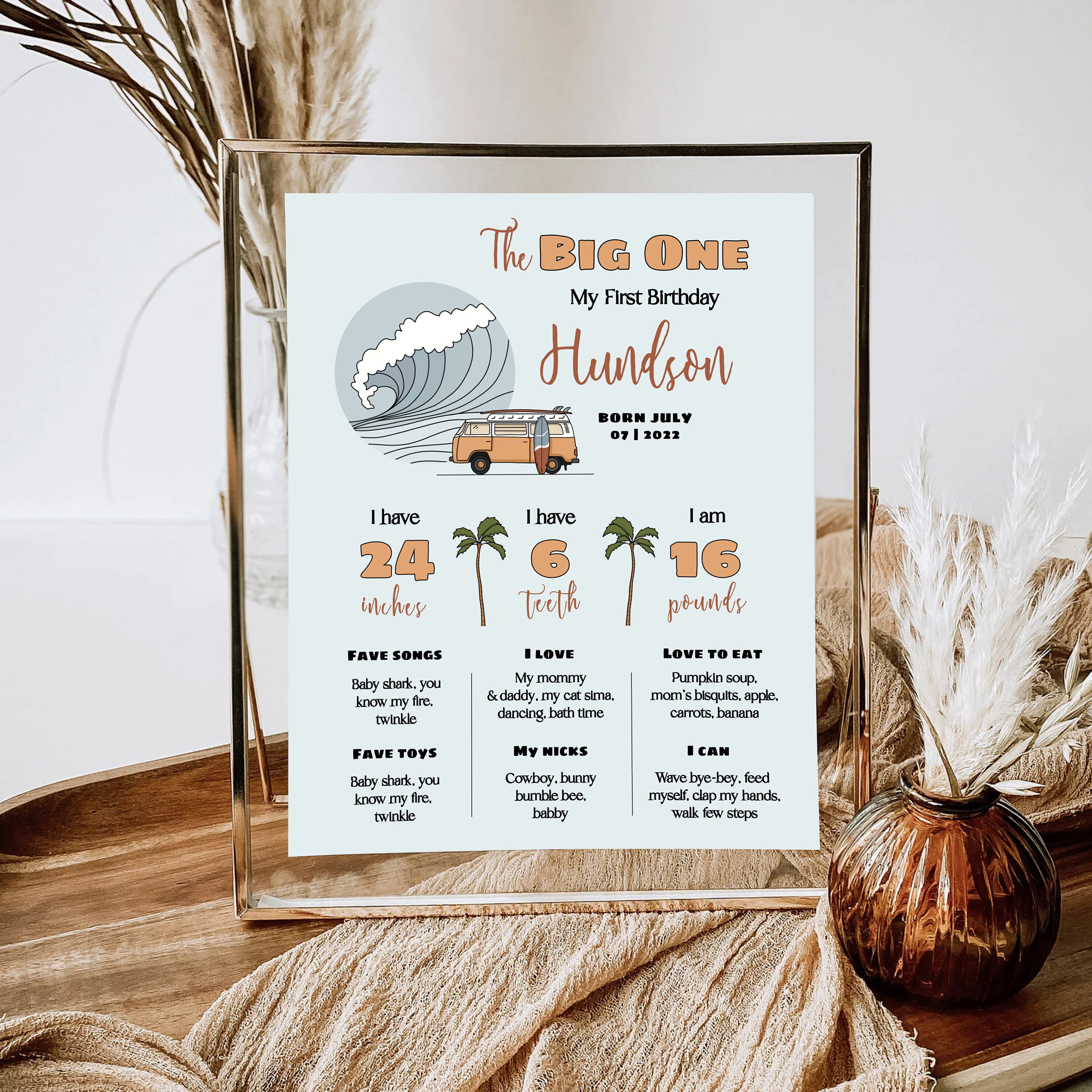 Surf First Birthday Milestones Sign 1st Birthday Beach Party - Etsy