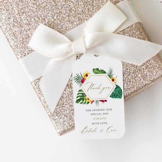 Tropical Thank You Tag Template Destination Wedding Favor Tag Hawaiian ...