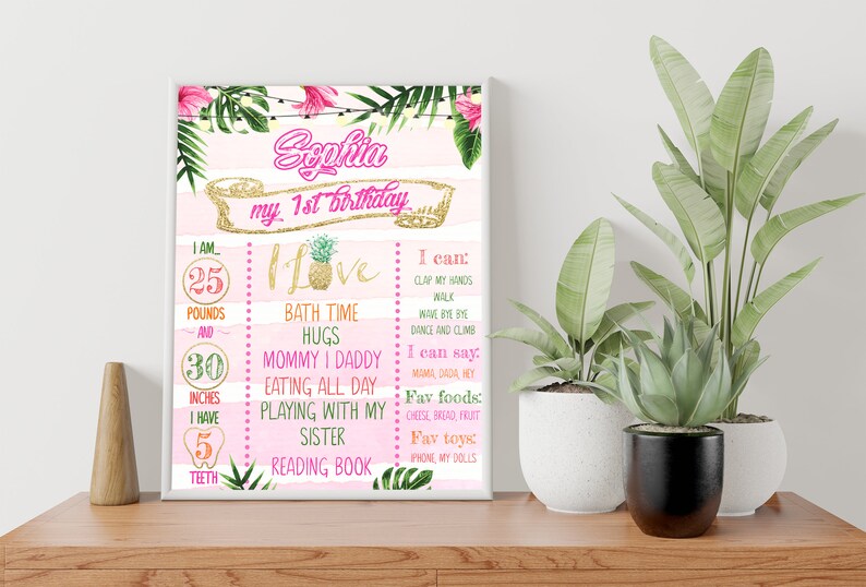 Luau Birthday Milestone Poster Template Hawaiian First - Etsy