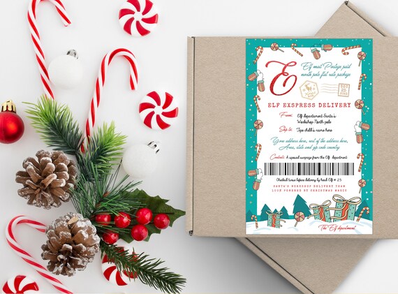 Elf Mail Shipping Labels Editable Santa Mail Stickers North Pole ...