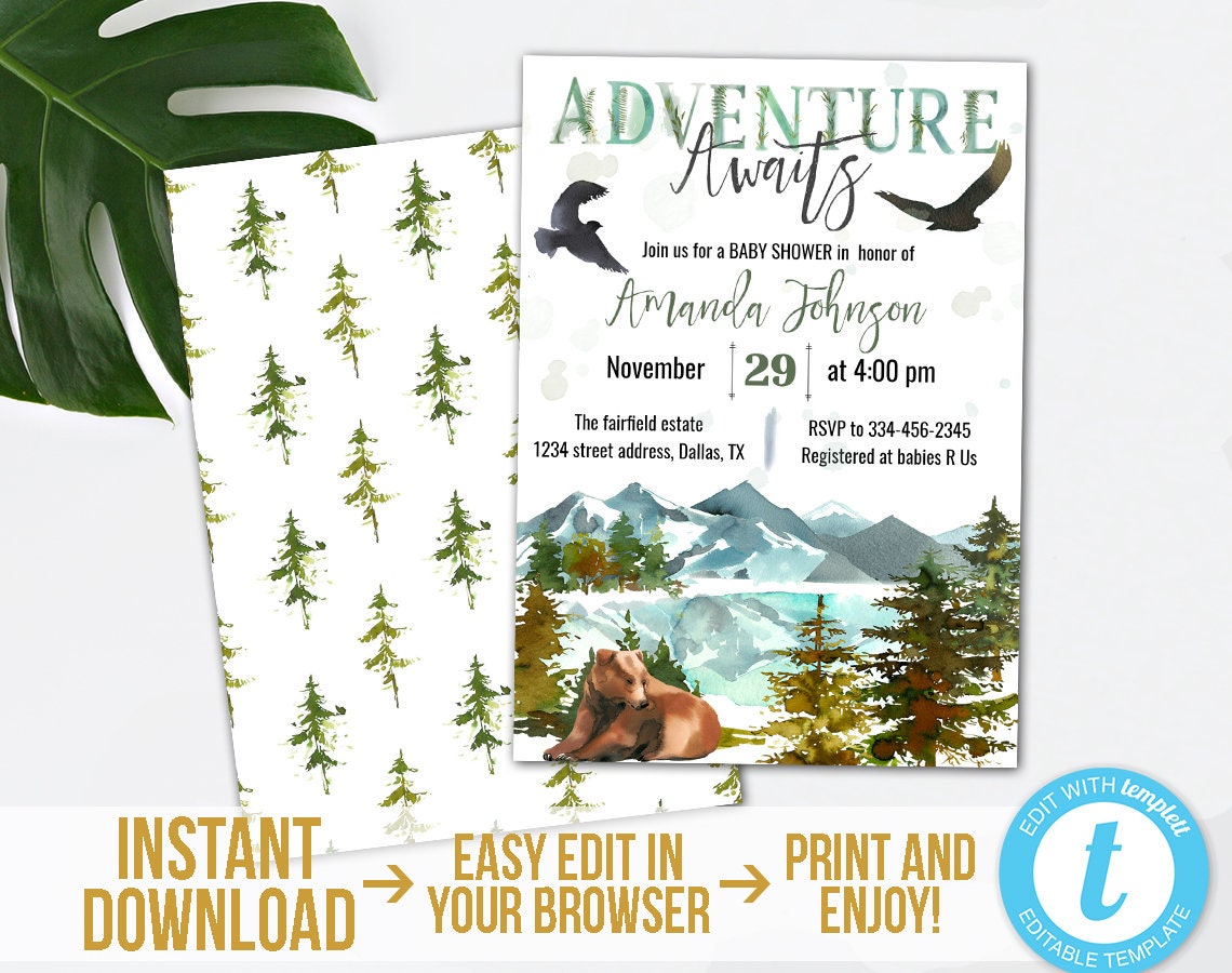 Adventure Baby Shower Invitation Kit Printable Adventure - Etsy