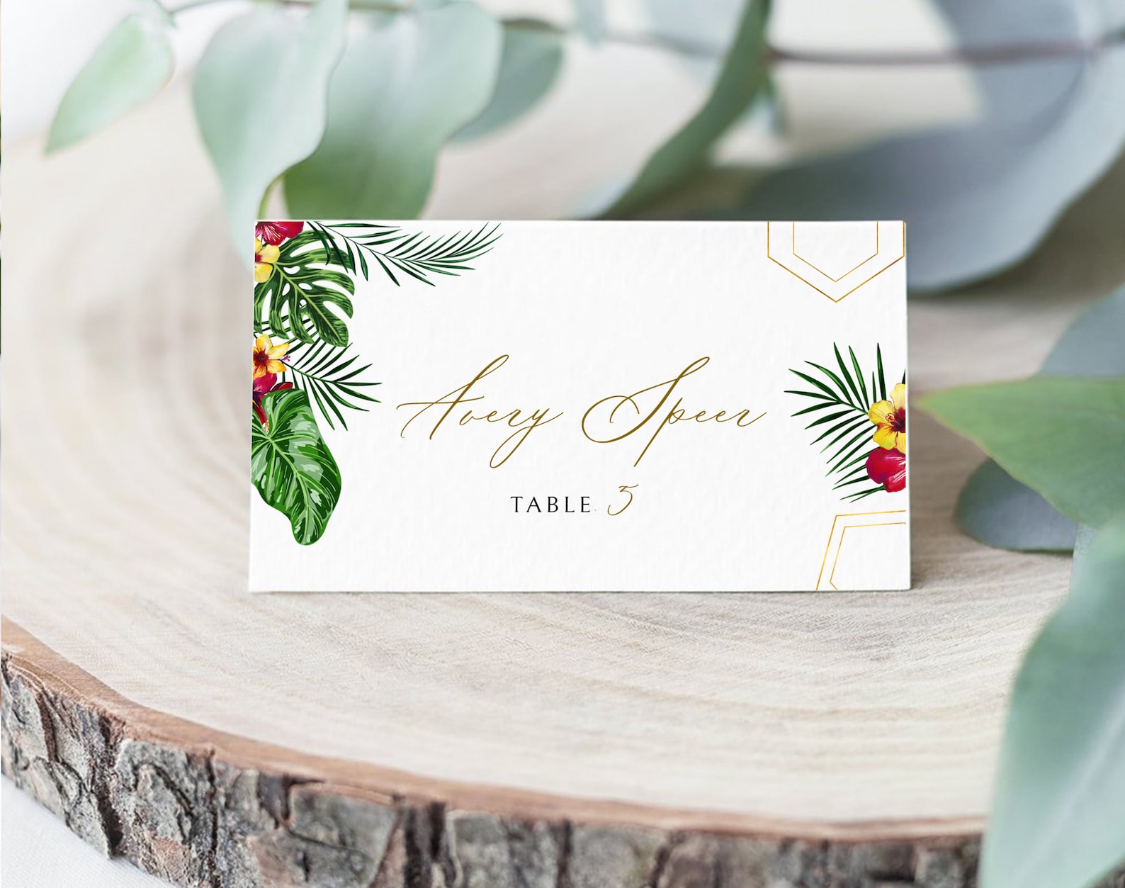 Tropical Place Cards Template Printable Hawaiian Wedding Name - Etsy