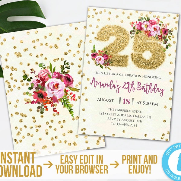25th Birthday Invite - Etsy