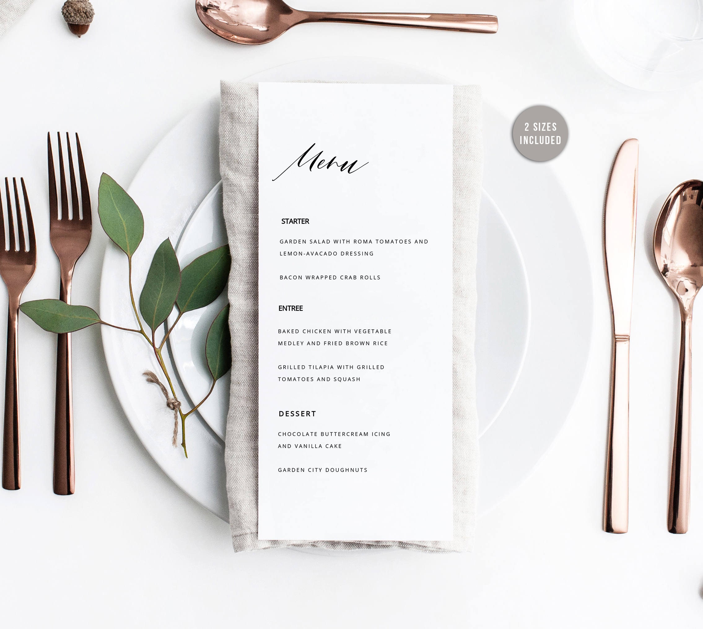 Modern Minimalist Menu Template Printable Elegant Menu Card - Etsy France