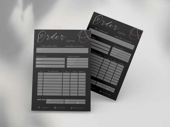 Printable Invoice Form Template Editable Black Gold Order Form ...