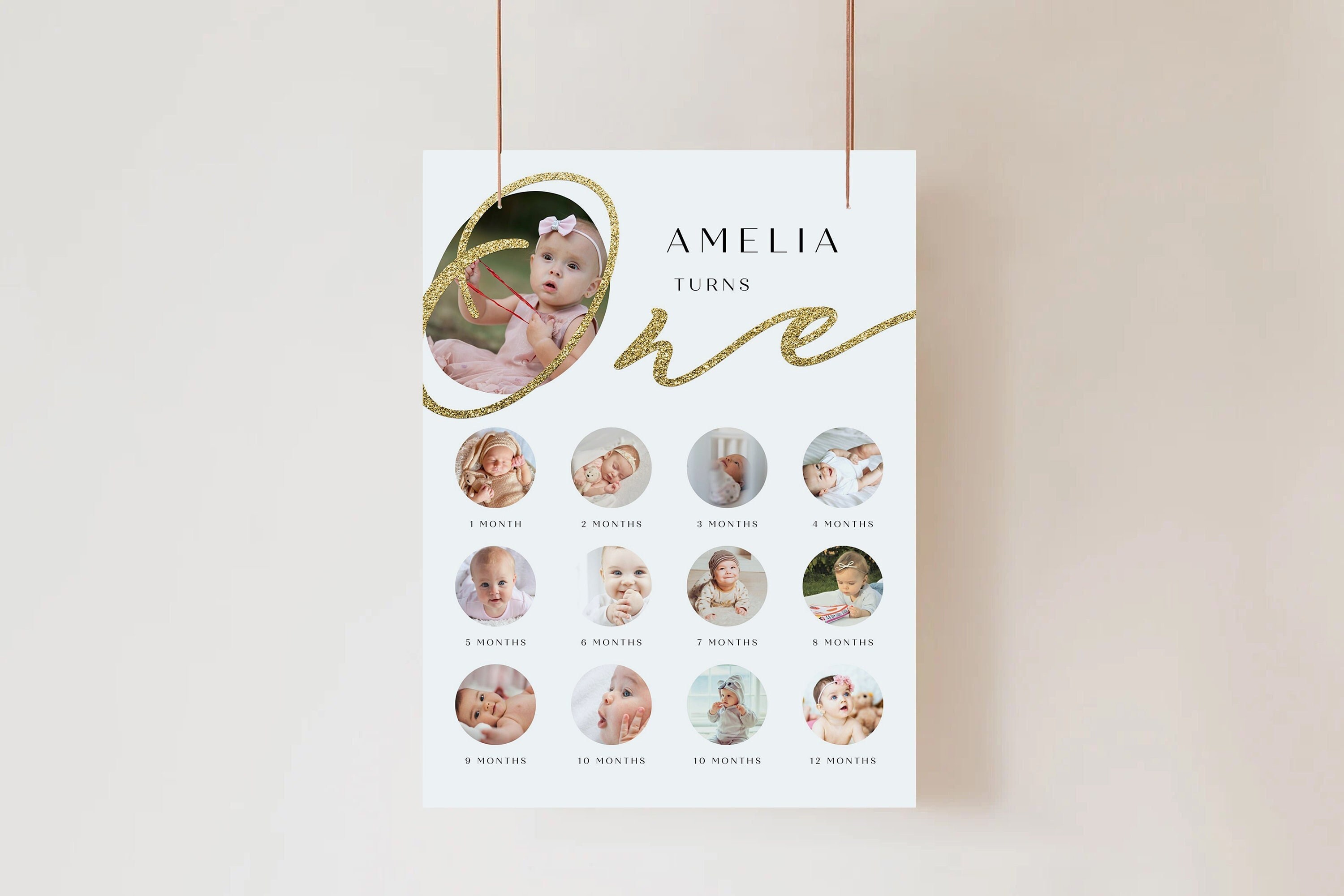 First Year Photo Collage Printable 12 Month Photo Collage - Etsy