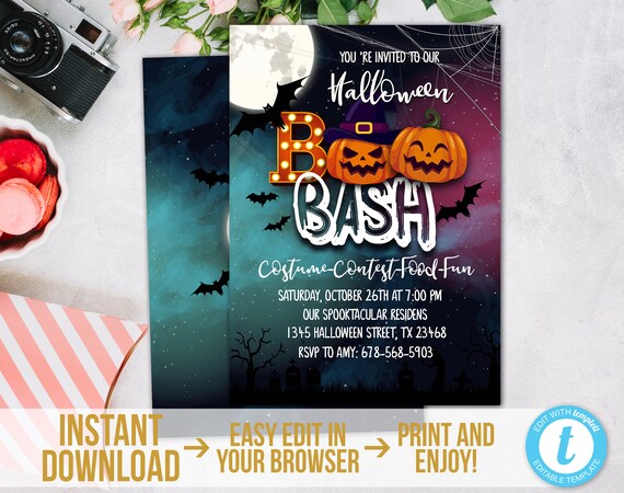Halloween Invitation Instant Download Boo Bash Birthday Invitation ...