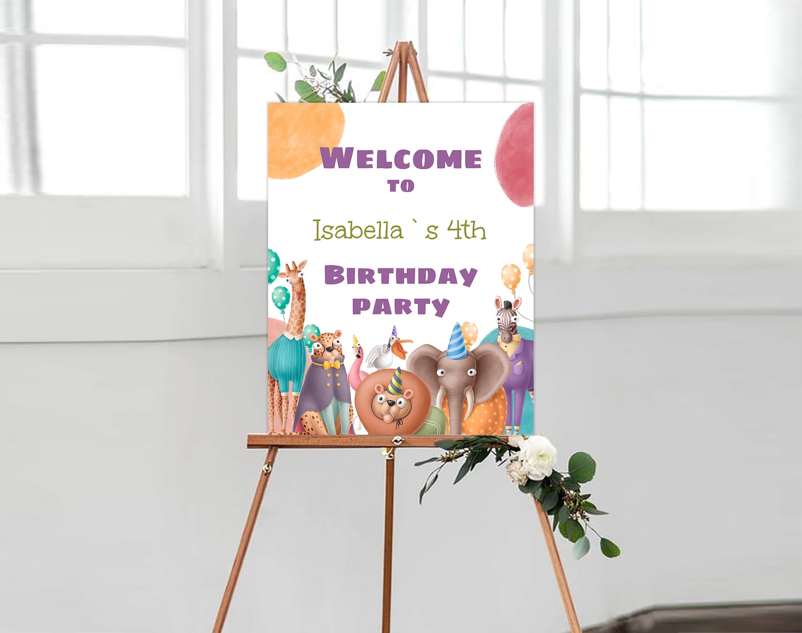 Safari Wild Welcome Sign Template Editable Animal Birthday - Etsy