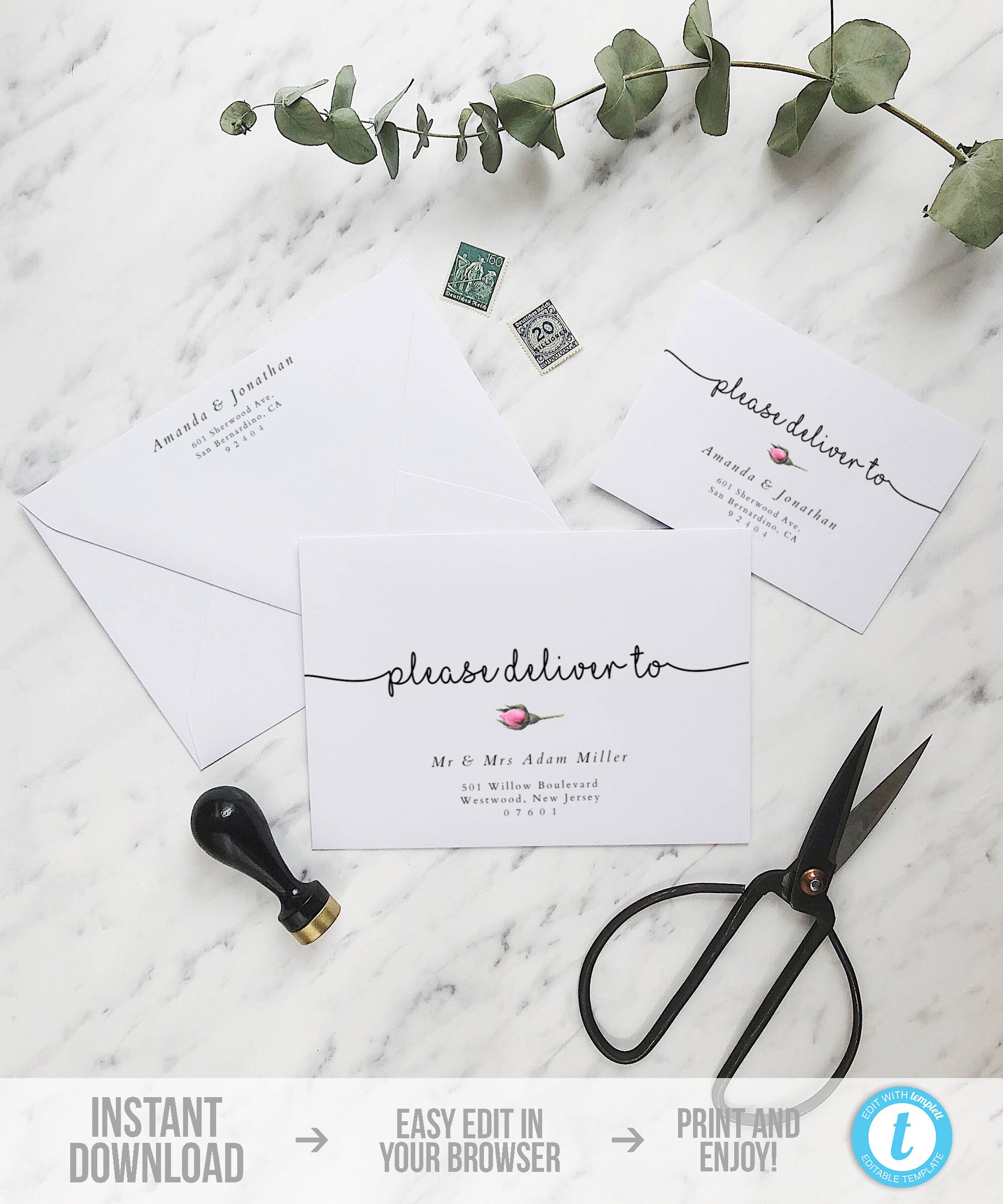 Wedding Envelope Template Printable Address Envelope Floral | Etsy