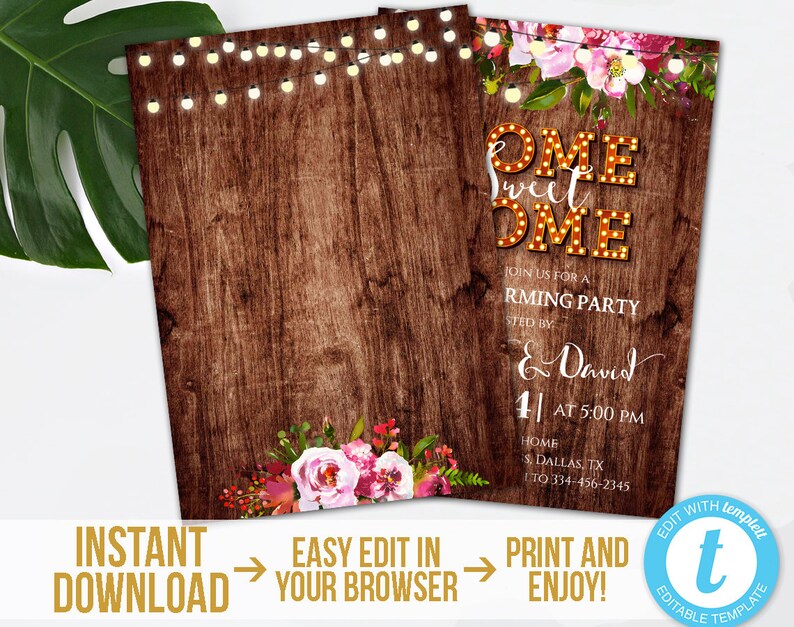 Housewarming Invitation Rustic Housewarming Invite Editable | Etsy