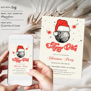 Disco Christmas Invitation | Merry Vibes Digital Invite | Retro ...